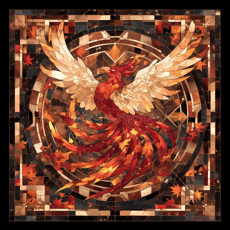 Ethereal Phoenix Stained Glass Art Stock Illustration - Illustration of ...