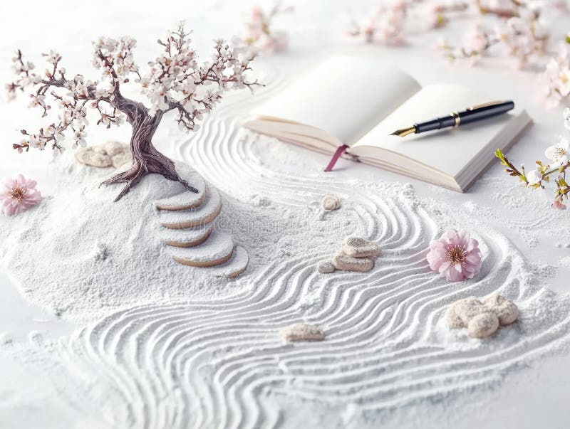 A Book, Pen, and Flower Symbolizing Knowledge, Creativity, and Growth ...