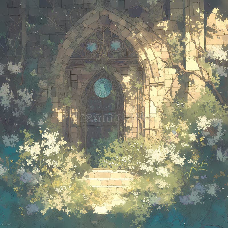 Ethereal Entrance: the Secret Garden Path Stock Illustration ...