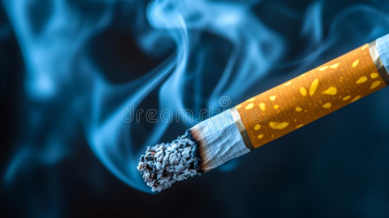 A Close-up of a Cigarette with Glowing Embers Surrounded by Wisps of ...