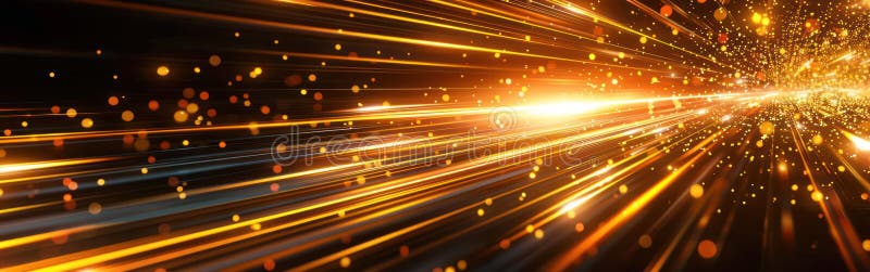 Gleaming Gold Motion Blur Banner: Abstract Speedy Light Background with ...
