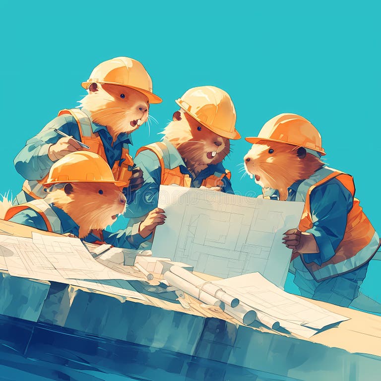 Determined Beavers at Work stock illustration. Illustration of work ...