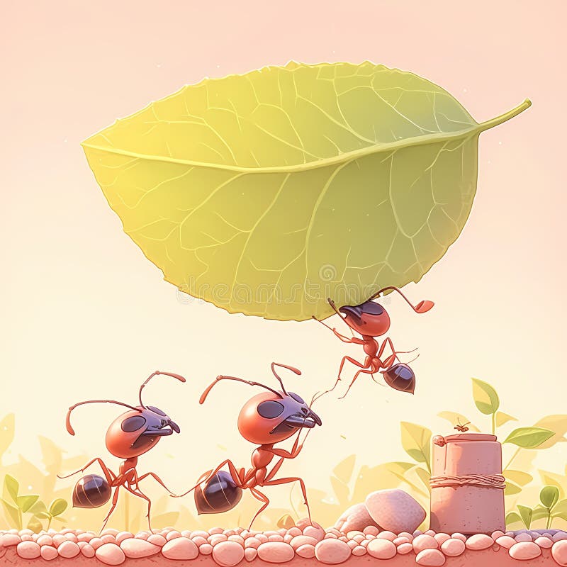 Ants at Work: Teamwork and Efficiency in Action Stock Illustration ...