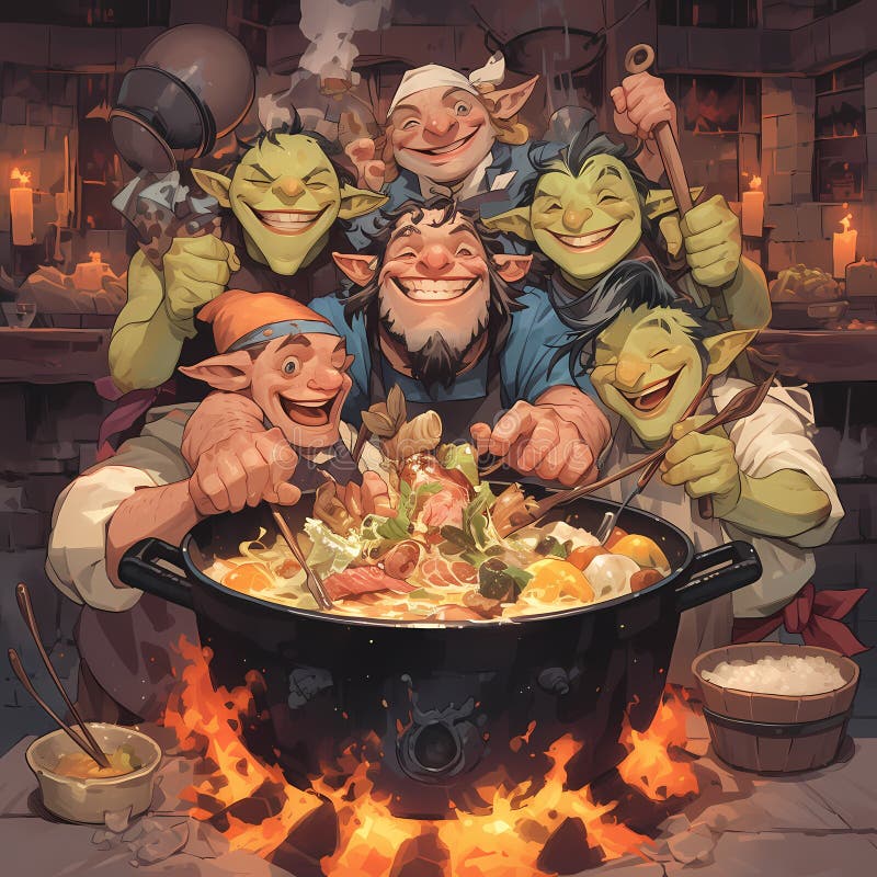 Joyful Cooking Crew stock illustration. Illustration of setting - 314110164