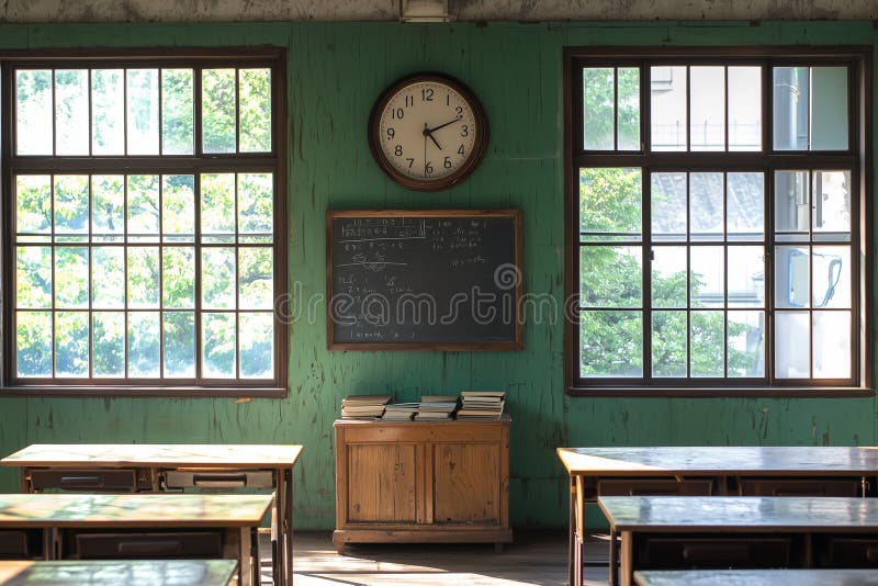 Classic Classroom Interior Scene Stock Illustration - Illustration of ...