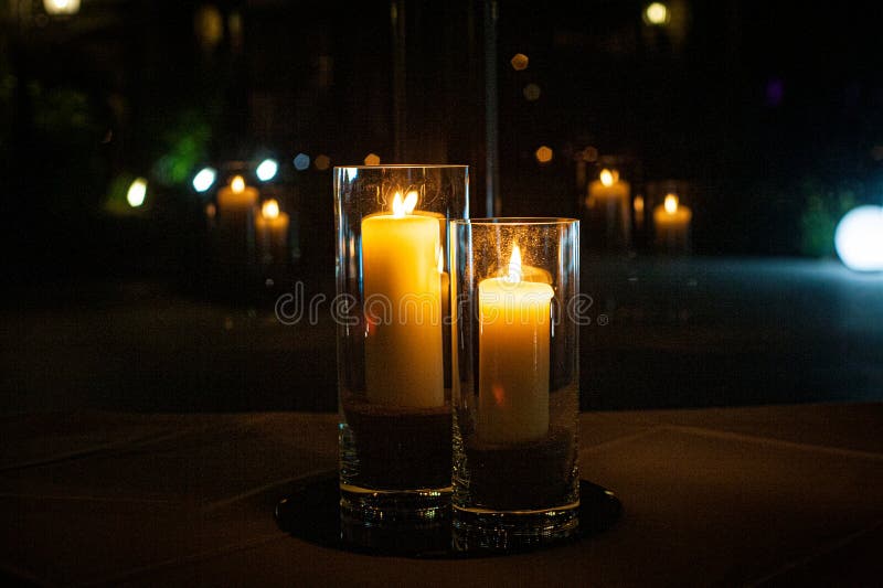 Ambient Glow: Candlelit Elegance in the Evening Stock Image - Image of ...