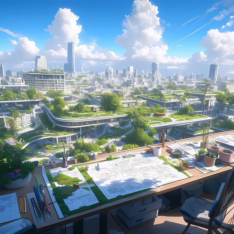 Contemporary Urban Planning Office, Architecture Desk Stock ...