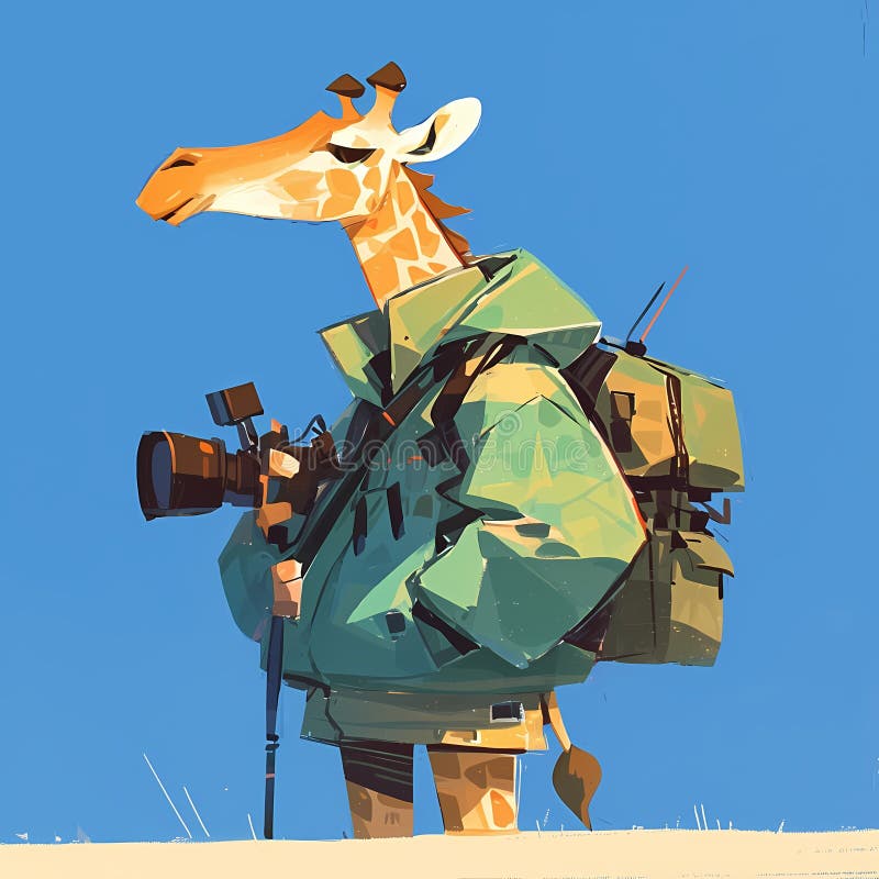 Adventurous Giraffe, Ready for Action! Stock Illustration ...