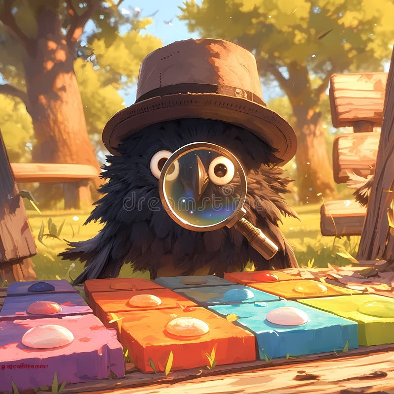 Endearing Crow Detective Portrait Stock Illustration - Illustration of ...