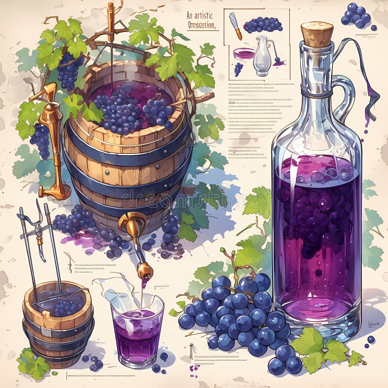 Freshly Pressed Grape Juice: Taste of the Harvest Stock Illustration ...