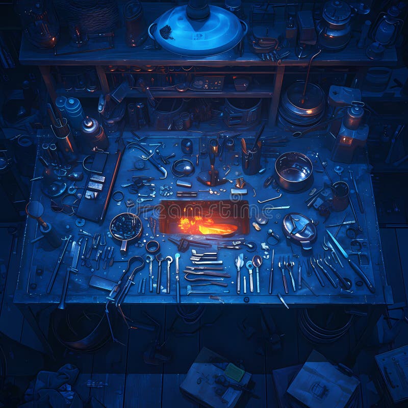 Professionally Equipped Workbench Stock Illustration - Illustration of ...