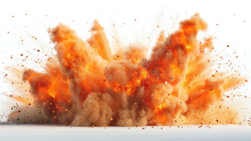 Explosive Impact: Massive Blast on a White Canvas Stock Illustration ...