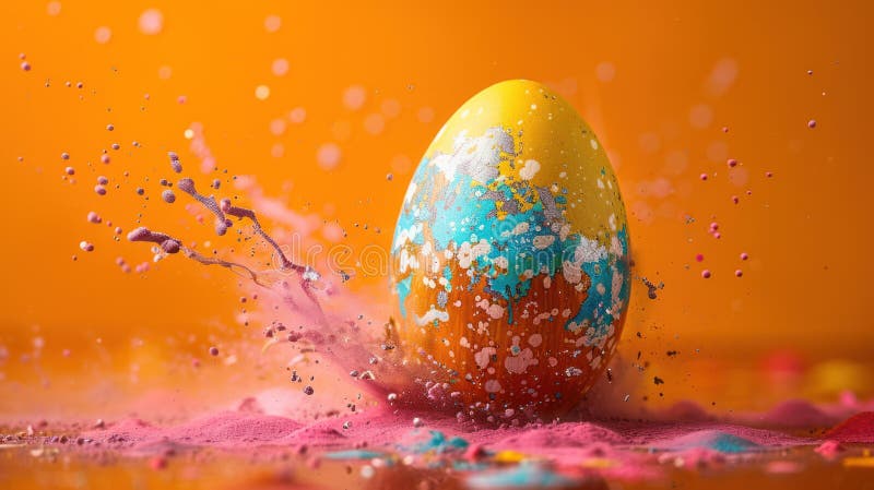 Easter Egg in Vibrant Orange Splash - Festive Celebration Concept Stock ...