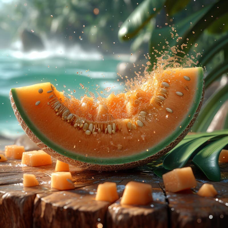 A Juicy Slice of Melon Bursting with Flavor. the Vibrant Colors Pop ...