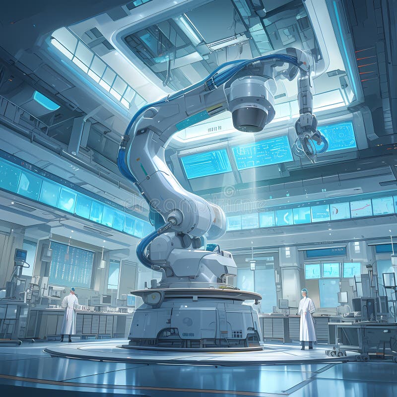 Robotic Precision in Modern Lab Stock Illustration - Illustration of ...