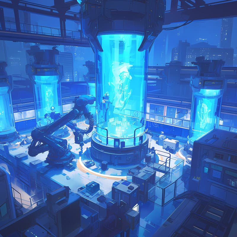 Ethereal Science Lab, High-Tech Atmosphere Stock Illustration - Illustration of circuitry ...