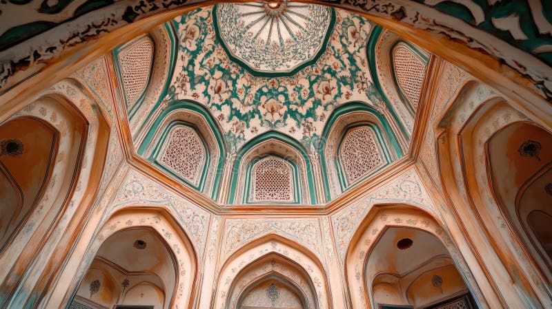 Mosque Interior with Turquoise Dome Stock Photo - Image of iran, mosque ...