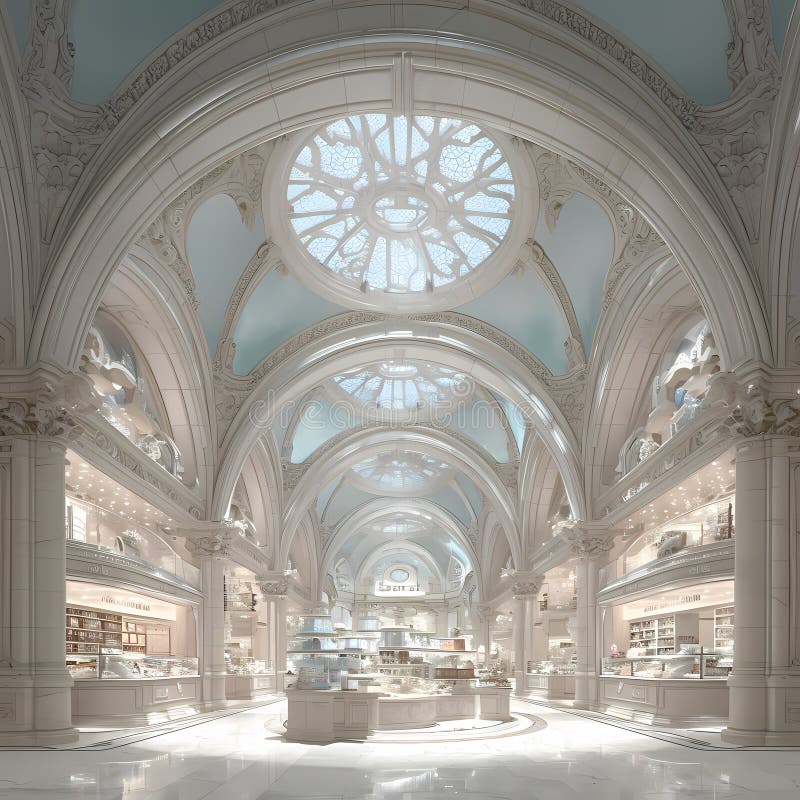 Splendid Shopping Arcade Interior Stock Illustration - Illustration of ...