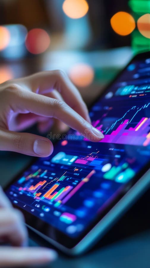 A Close-up View Showcases Data Analysis on a Modern Tablet Screen ...