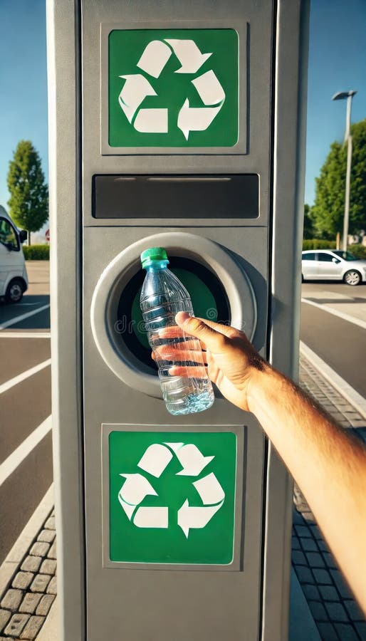 Recycling Plastic Bottles at Urban Recycling Station Promoting ...