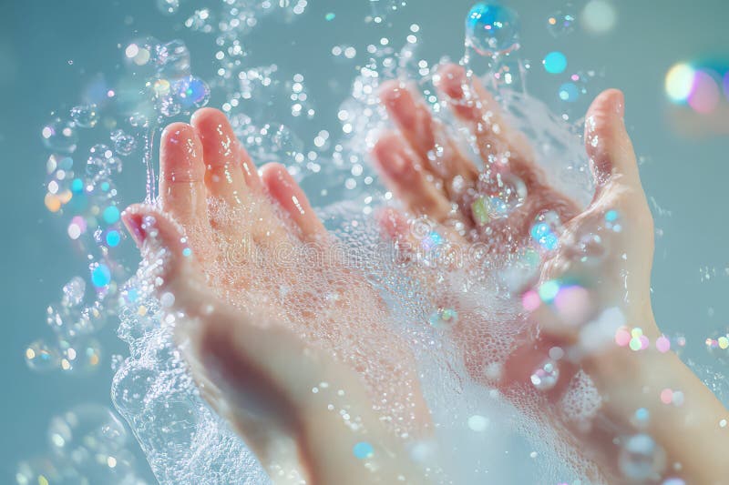 Hands Washing with Soap Bubbles Stock Illustration - Illustration of ...