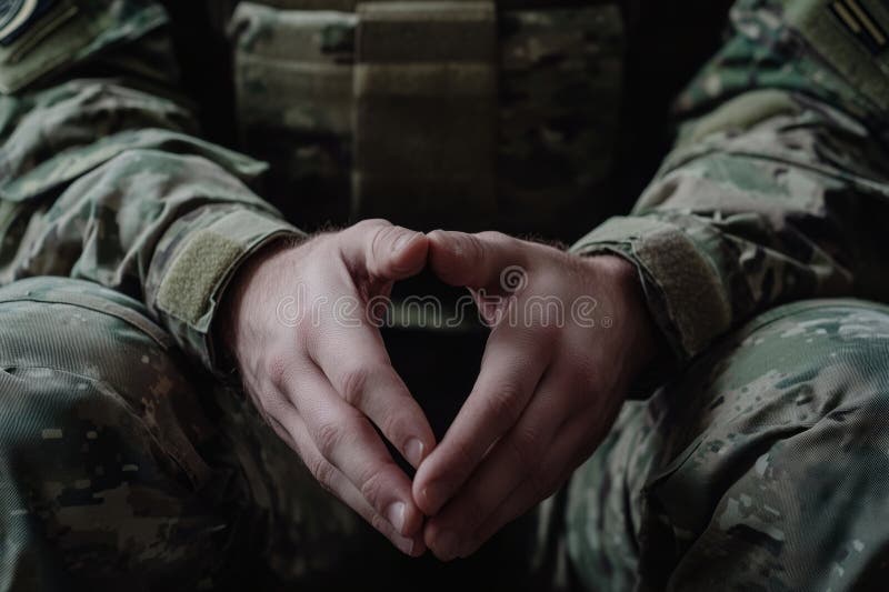 A Close-up of Hands Resting Together in a Thoughtful Position. the ...