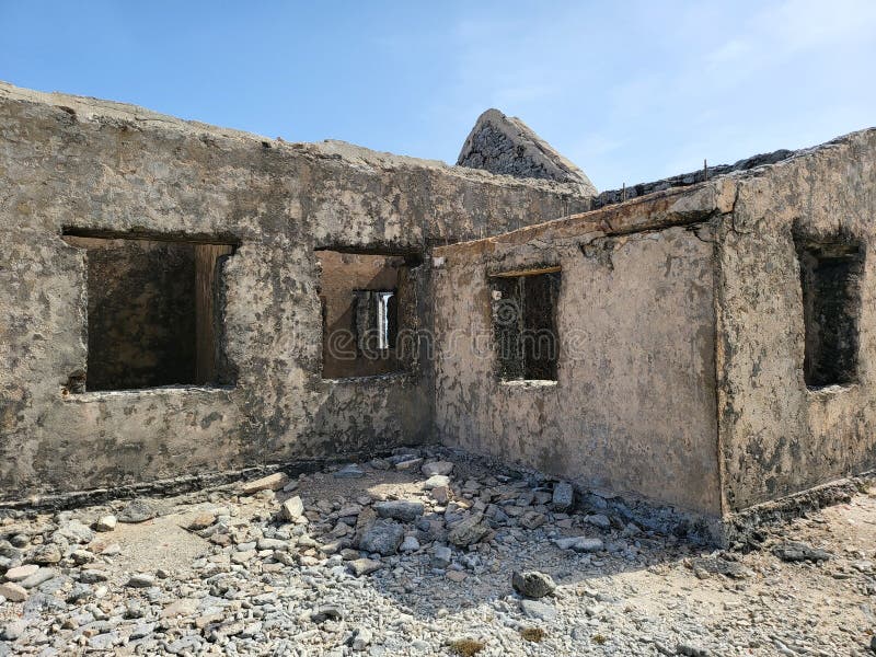 Abandoned Ruins of a Stone Building in a Rocky Desert Landscape Stock ...