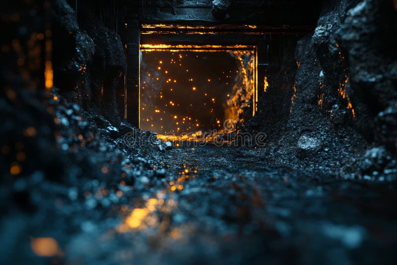Enigmatic Glow of a Uranium Mine Stock Illustration - Illustration of ...