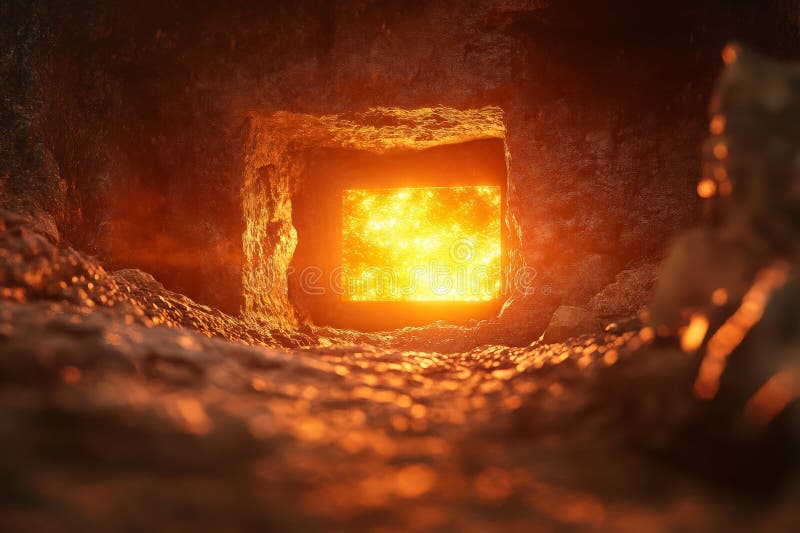 Enigmatic Glow of a Uranium Mine Stock Illustration - Illustration of ...