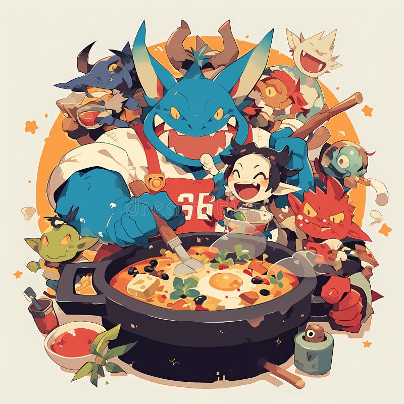 Joyful Creatures Cook Up Fun Stock Illustration - Illustration of ...