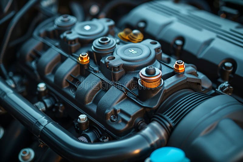 Engine Block Close-up with Selective Detailing Stock Image - Image of ...