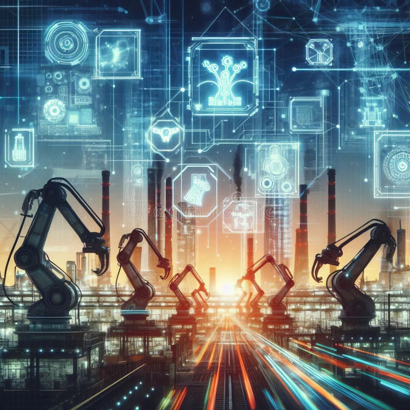 Industrial Robotic Arms in a High-Tech Manufacturing Facility Stock ...