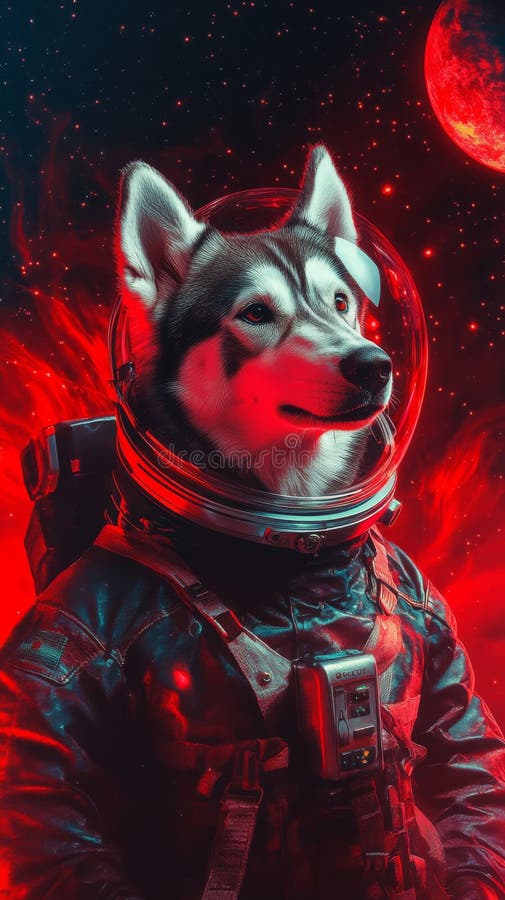 An Astronaut Dog Explores the Cosmos. Dressed in a Space Suit and ...