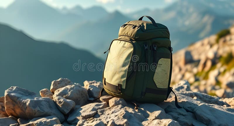 Hyperrealistic Mountain Hiking Scene with Backpack and Trail Map AI ...