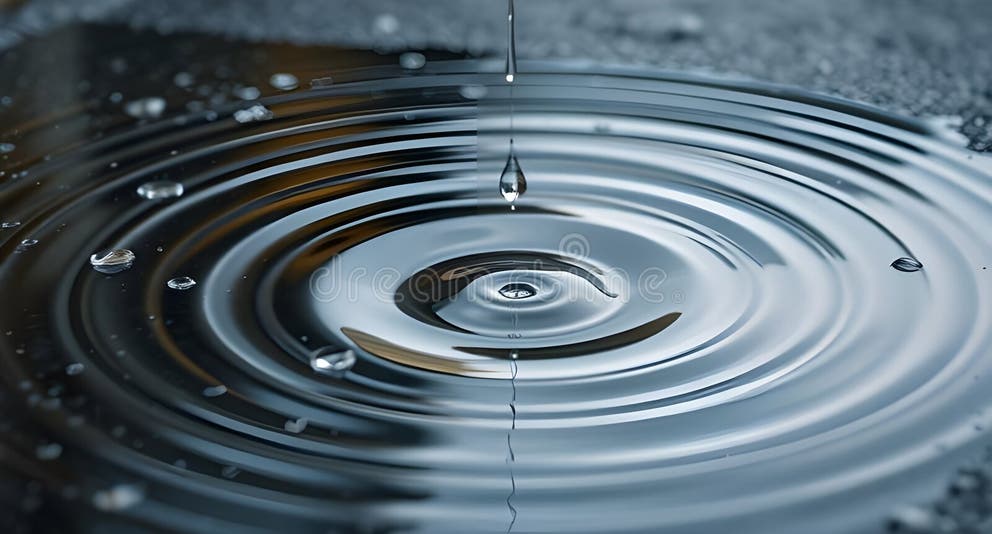 Hyperrealistic Close-Up of Rain Falling into a Puddle AI Generated ...