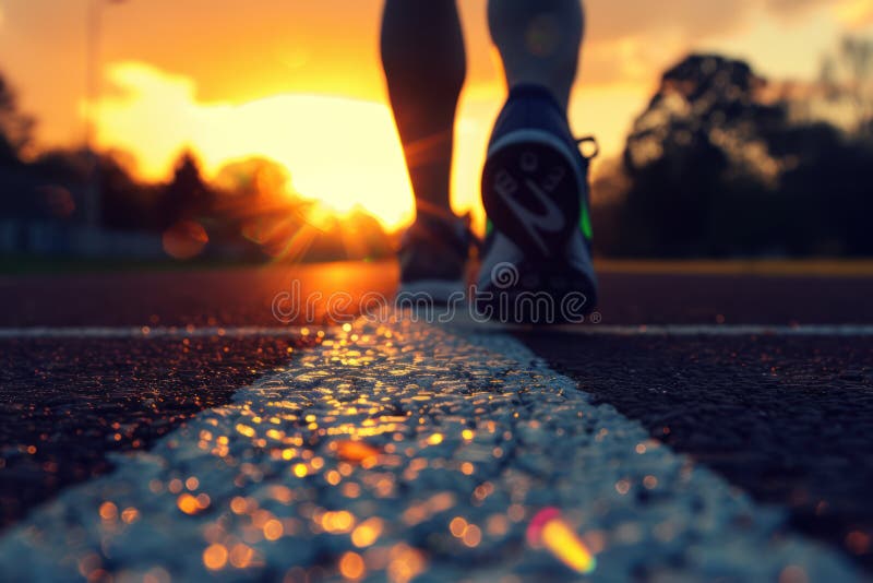At the Starting Line: Runner on Isolated Black and White Background for ...