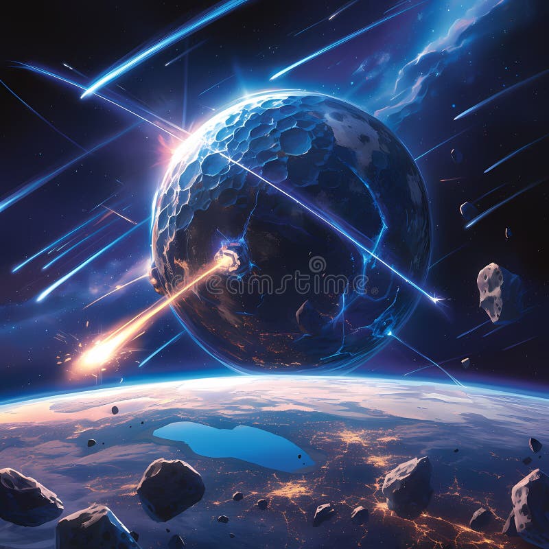 Asteroid Impact Prevention stock illustration. Illustration of impact ...