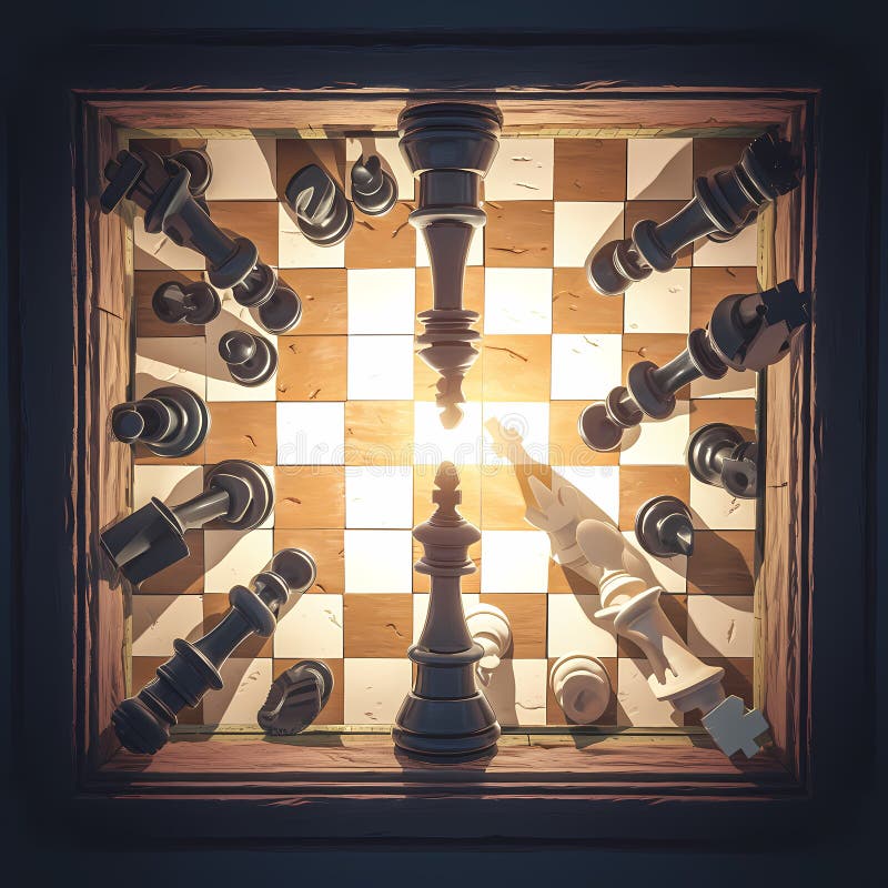 Captivating Chess Battle Overhead Stock Illustration - Illustration of ...