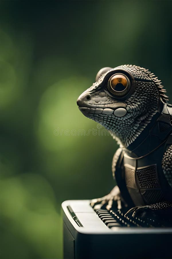 A Lizard with a Robot Outfit Stock Illustration - Illustration of ...