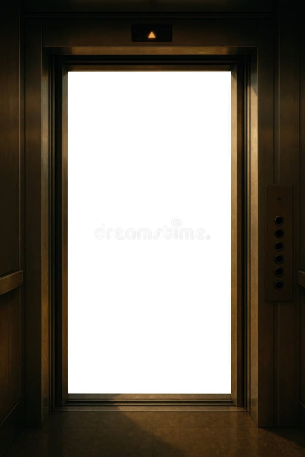Elevator Interior with Open Doors and Bright White Void Stock Photo ...
