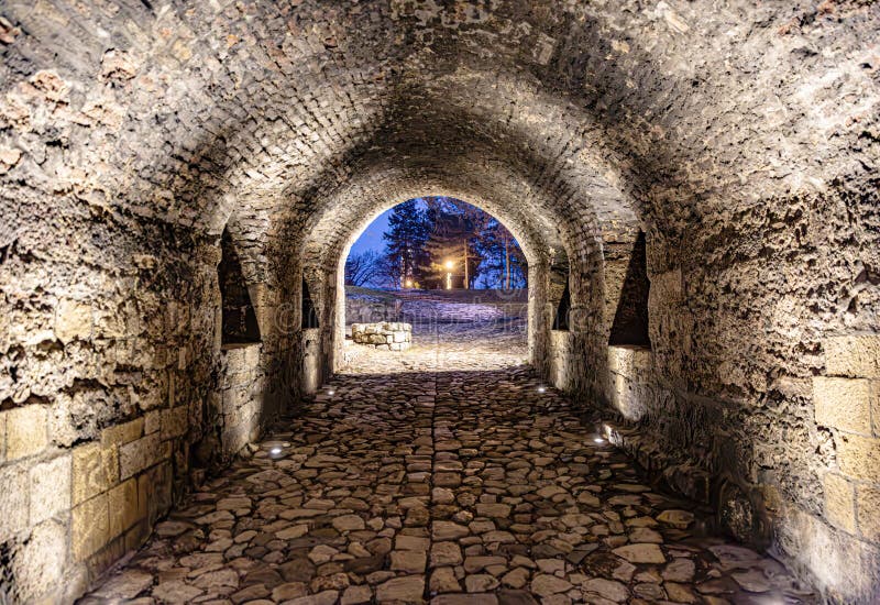 Illuminated Stone Passageway in Belgrade Fortress Stock Photo - Image ...