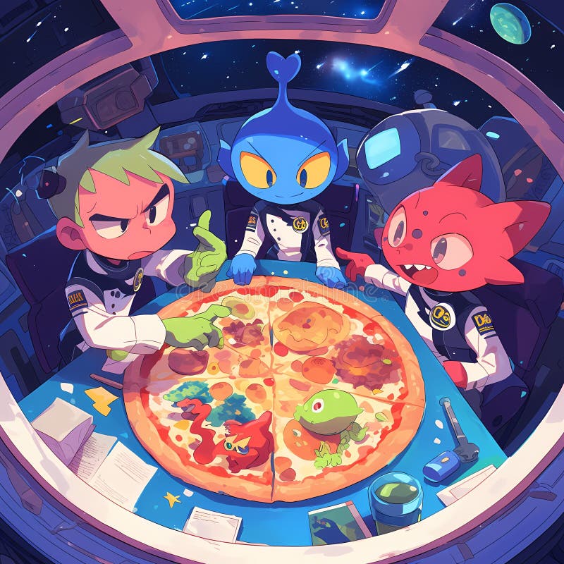 Intergalactic Pizza Party stock illustration. Illustration of cosmic - 314111705
