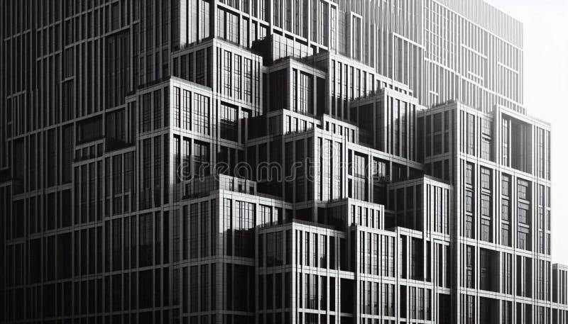 Architectural Marvel Geometric High-Rise Building Facade Stock ...