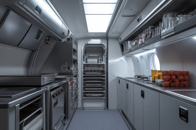 Airplane Galley Interior Overview Stock Illustration - Illustration of ...