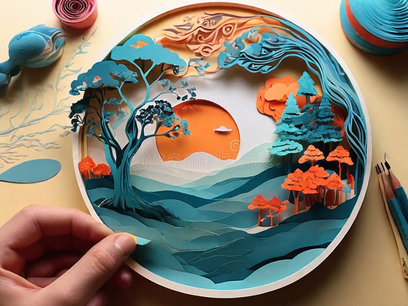 Hand Crafting Paper Cut Art Stock Image - Image of modern, hobbyist ...