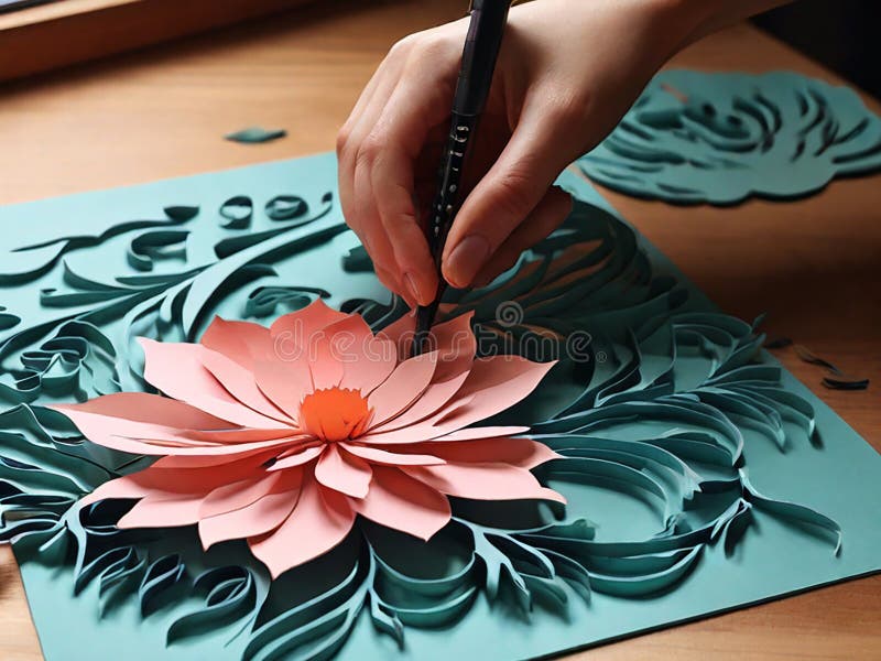 Hand Crafting Paper Cut Art Stock Photo - Image of craftsmanship ...