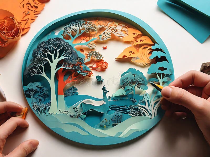 Hand Crafting Paper Cut Art Stock Photo - Image of expression, manual ...