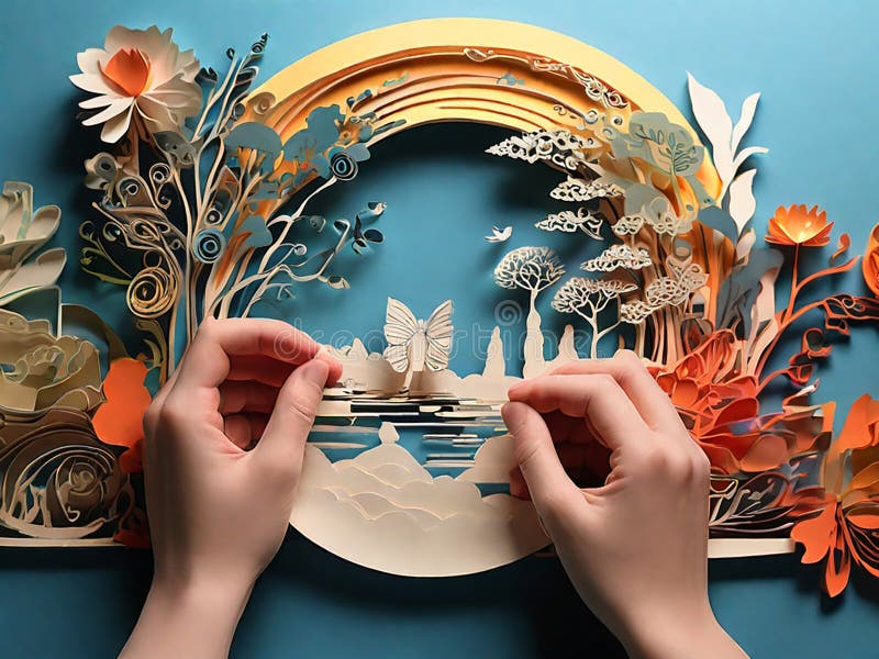 Hand Crafting Paper Cut Art Stock Image - Image of design, creativity ...