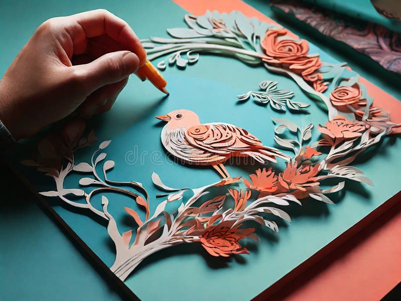Hand Crafting Paper Cut Art Stock Photo - Image of skilled, craft ...