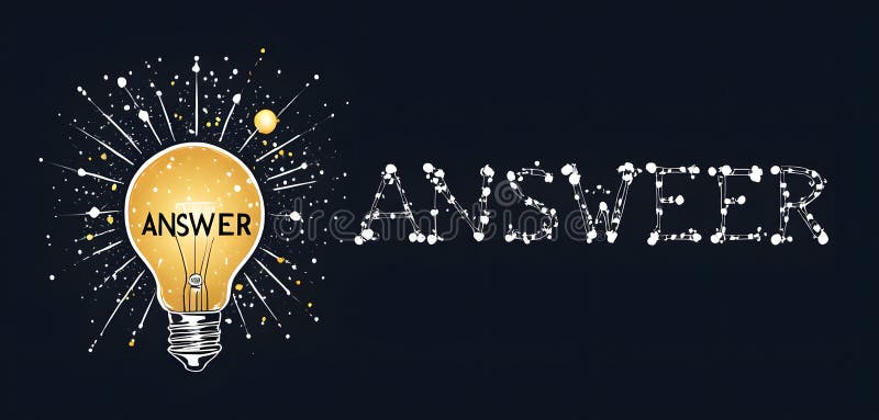 Illuminated Answer Typography Art Stock Photo - Image of typography ...